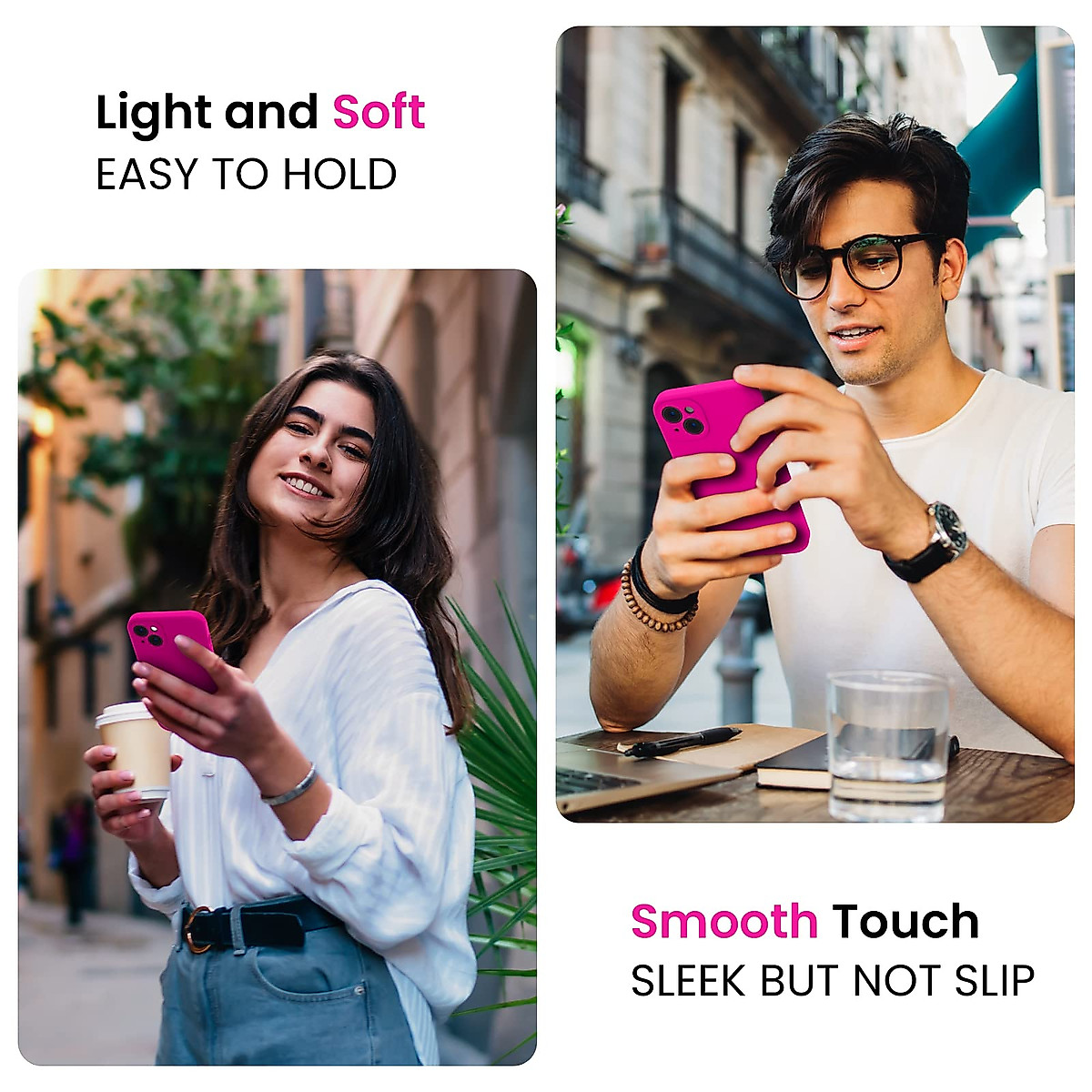 FireNova Designed for iPhone 15 Case, Silicone Upgraded [Camera Protection] Phone Case with [2 Screen Protectors], Soft Anti-Scratch Microfiber Lining Inside, 6.1 inch, Hot Pink