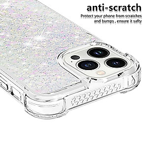 Phone Case Cover Glitter Case Compatible with iPhone 13 Pro Case Compatible with Women Girls Girly Sparkle Liquid Luxury Floating Quicksand Transparent Soft TPU Phone Case Bags Sleeves (Color : Silve