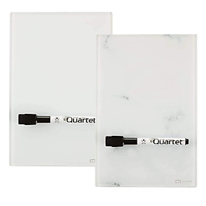 Quartet Glass Desktop Notepad, 9" x 6", Whiteboard, Dry Erase Surface, Marble/White,2 Pack (GDP96)