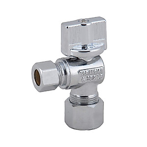 LD Valve- 1/4 Turn Angle Stop Valve 1/2-in OD X in 3/8-OD Compression,Quarter Turn LF Brass Chrome Plated Angle Shut Off Water Supply Stop for Faucet or Toilet Installation (2-Pack)