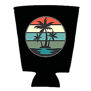 Retro Palm Trees Pint Glass Coolie (2 Pack, Black)