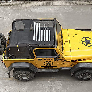 Voodonala for Jeep TJ Durable Mesh Sunshade Top Cover Provides UV Sun Shade Protection for 1997-2006 Jeep Wrangler TJ(US Flag)