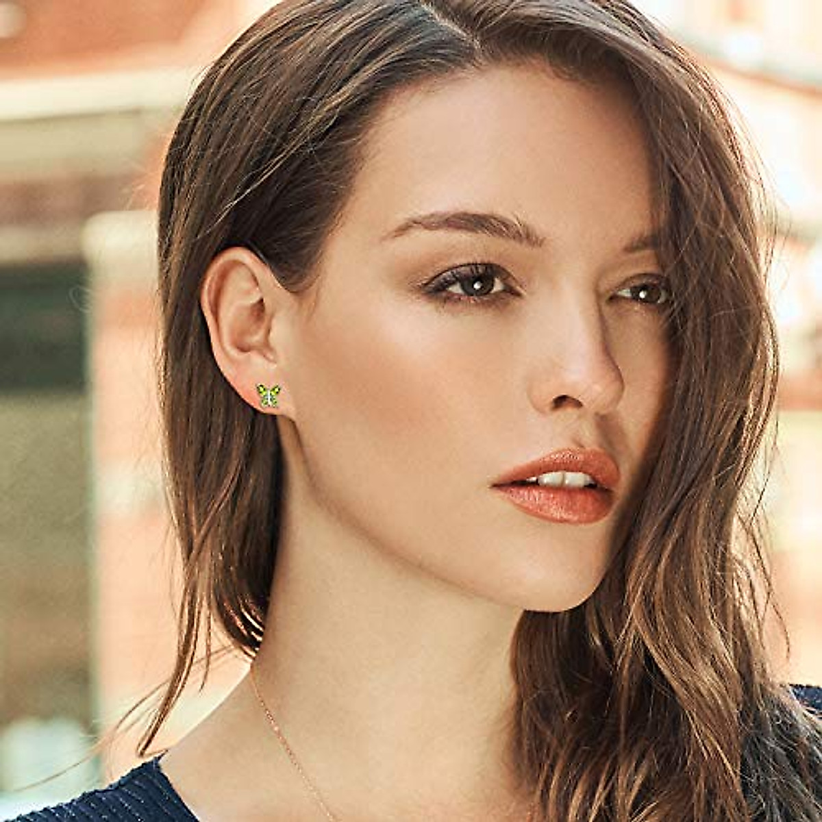 Gem Stone King 925 Silver Marquise Green Peridot Butterfly Earrings For Women (1.48 Cttw, Gemstone August Birthstone, Center Stone: 6X3MM, Small Stones: 3MM)