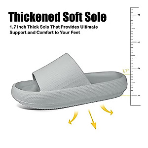 Cloud Slippers Slides for Women and Men, Pillow Sandal Slides Massage Bathroom Shower Quick Drying Non-slip Cloud Cushion Cozy Slides for Indoor & Outdoor