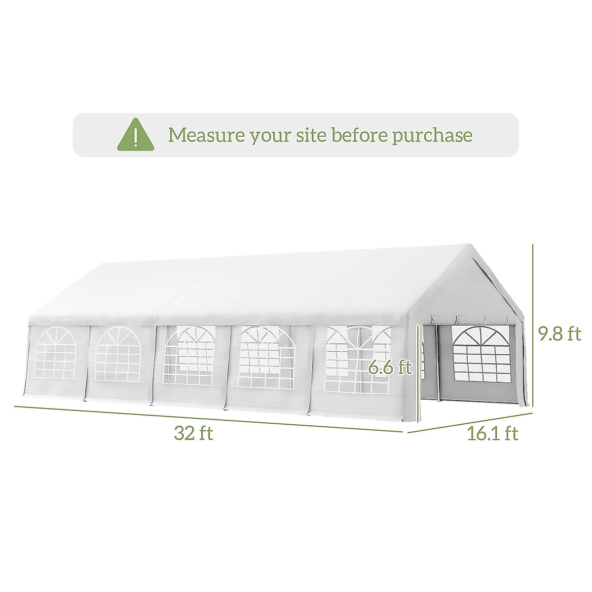 Outsunny 16' x 32' Heavy Duty Party Tent & Carport with Removable Sidewalls and Double Doors, Large Canopy Tent, Sun Shade Shelter, for Parties, Wedding, Outdoor Events, BBQ, White