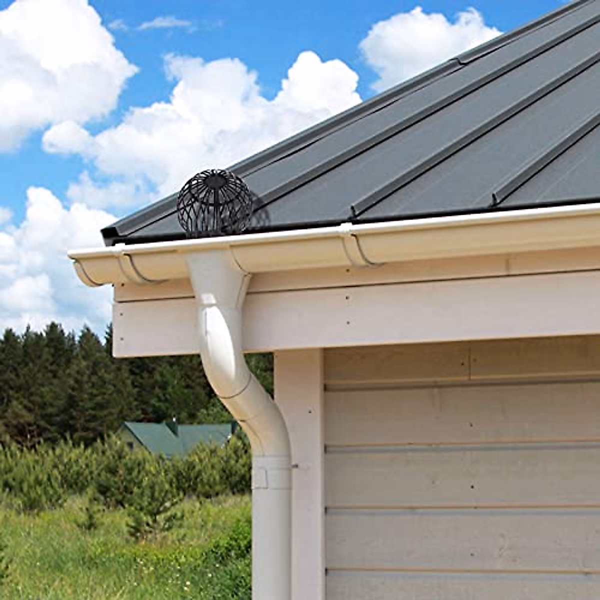 ULTECHNOVO Rooftop Drain Cover Roof Line Cap 4pcs Down Pipe Gutter Balloon Guard Expandable Filter Strainer Stops Blockage from Leaves and Debris (Black) Anti Blocking Strainer Downspout Filter