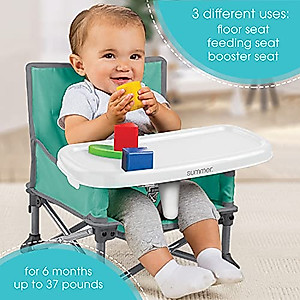 Summer Pop ‘N Sit Portable Booster Chair, Teal & Gray - Booster Seat for Indoor/Outdoor Use - Fast, Easy and Compact Fold