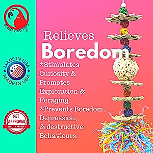 Bonka Bird Toys 3612 Sola Tower Vine Palm Sola Shred Paper Natural Hanging Beak Feet Parrot Cockatoo Accessories Parrotlet African Grey…