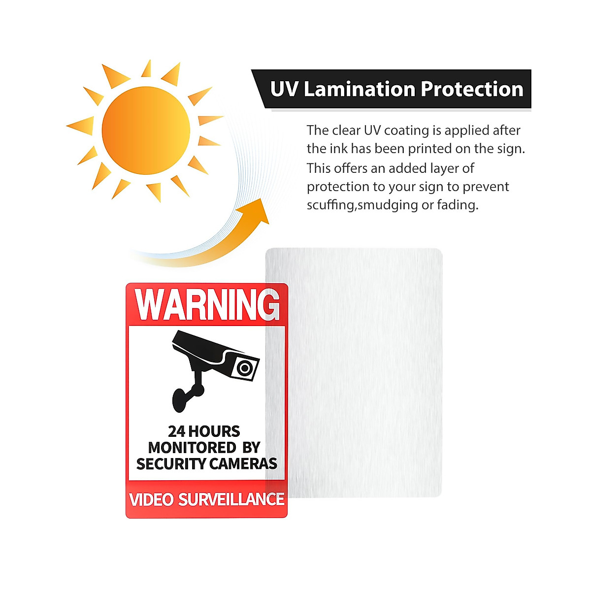 Thten 24 Hour Video Surveillance Sign, 14"×10" Security Camera Sign Warning for CCTV Recording System,Indoor Or Outdoor Use for Home Yard Business 2 Pack