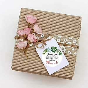 50 Jungle Rose Gold Baby Shower Stickers, Thank You for Showering Our Baby with Love Stickers, Baby Shower Favors for Boy or Girl, Baby Shower Favor Labels for Birthday Party, 2 Inches