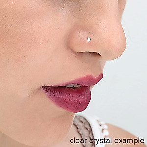 Evonix Aurora Borealis AB Crystal L-Shape Nose Ring 20g Bend Flexible Bioflex Small Plastic Studs Clear