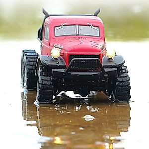 Fms 1:18 Atlas 6X6 Crawler RTR Waterproof Remote Control Car with LED Lights All Terrain Hobby Off Road RC Truck Electric Toy for Kids and Adults (Red)