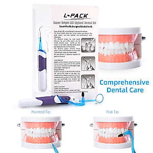 Tooth Stain Remover Tool Oral Care Cleaning Kit with LED Light for Dentist, Family Oral Cleaning, Dental Scraper Tooth Pick Hygiene Set with Mouth Mirror - Easy to Carry and Use