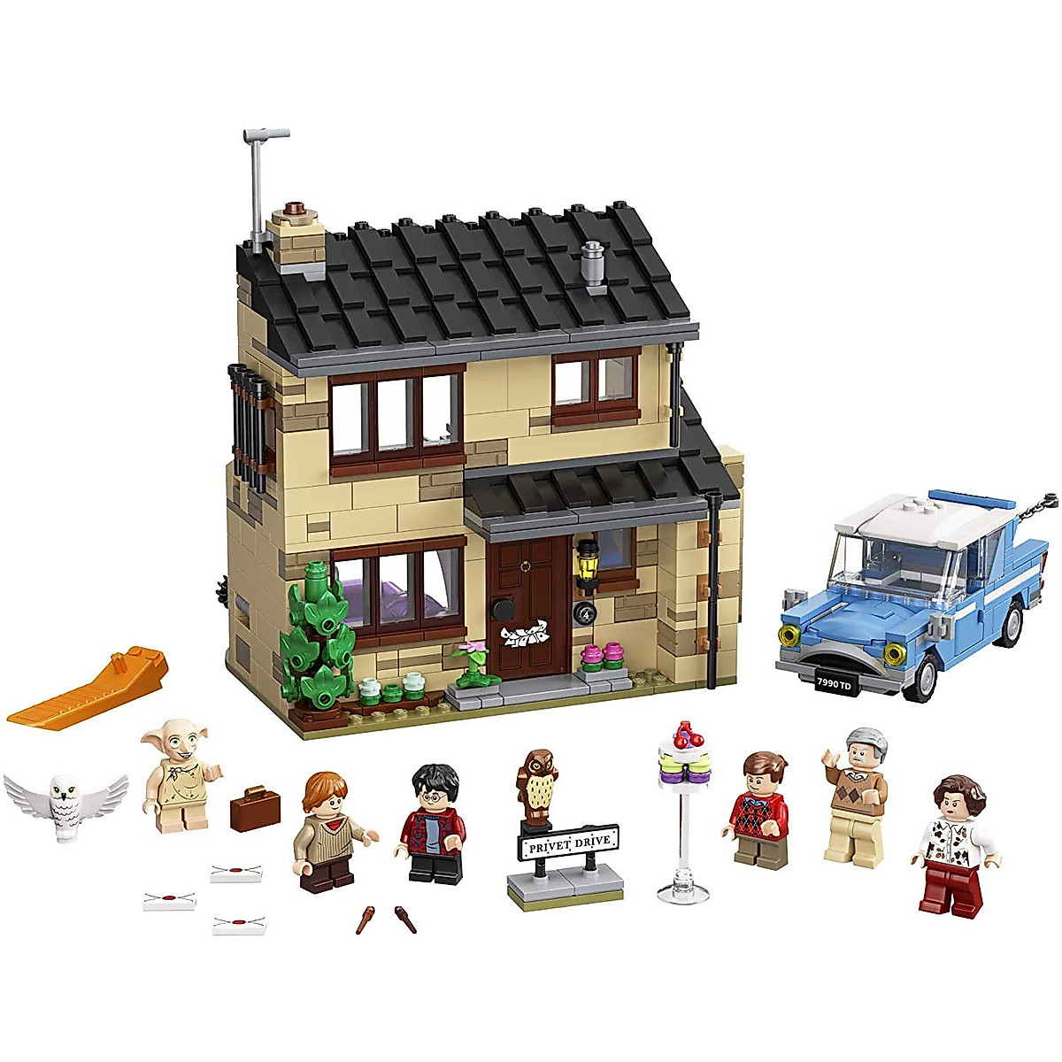 LEGO Harry Potter 4 Privet Drive 75968 House and Ford Anglia Flying Car Toy, Wizarding World Gifts for Kids, Girls & Boys with Harry Potter, Ron Weasley, Dursley Family, and Dobby Minifigures