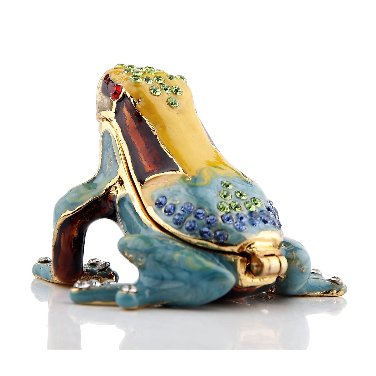 SEVENBEES Poison Dart Frogs Figurine Trinket Boxes Hinged Rainforest Animals Frog Jewelry Box Gift