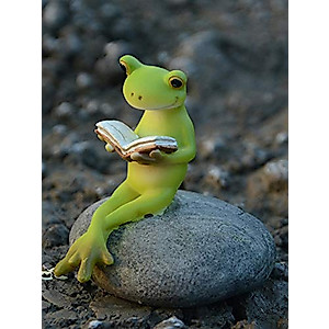 Gemmia Fairy Garden Miniature Frog Figurine - Mini Meditation Frog Statue