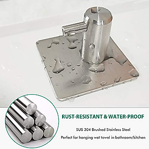 TBMax Adhesive Hooks Towel Hook - 4 Pack Heavy Duty Wall Hooks, Stainless Steel Hooks for Hanging Bathroom Robe/Coat/Kitchen Utensil/Bag