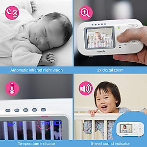 VTech VM320 2.4 Inch Digital Video Full-Color Baby Monitor with Automatic Night Vision, White
