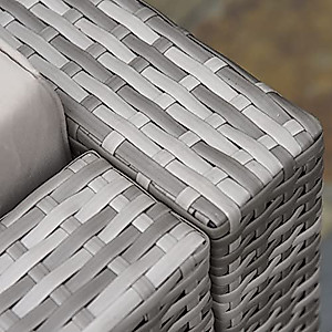 Outsunny 7-Piece Patio Furniture Sets Outdoor Wicker Conversation Sets All Weather PE Rattan Sectional Sofa Set with Cushions & Slat Plastic Wood Table, Beige