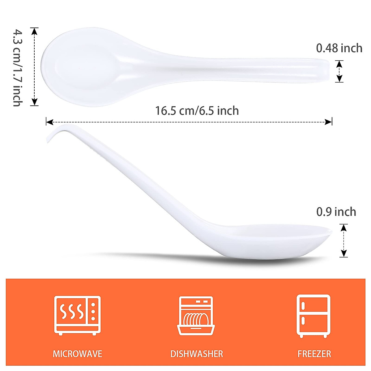 Hoolerry 50 Pieces Chinese Soup Spoons Bulk Asian Soup Spoons Melamine Ramen Spoons Colorful Japanese Soup Spoon for Wonton Pho Miso Ramen Rice Noodle, 5 Colors