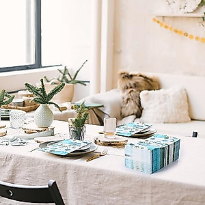 Qilery 200Pcs Thanksgiving Blue Pumpkins Napkins 3 Ply Fall Dinner Paper Guest Napkins Autumn Disposable Paper Napkins Hand Towels for Kitchen Thanksgiving Harvest Farmhouse Party or Event (Rectangle)