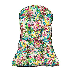 RSH Décor Outdoor Patio Tufted Adirondack Chair Cushion Weather Resistant - Choose Color & Quantity (1, Vida Garden Pink Yellow Green Lily Pineapple)