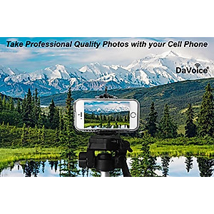 DaVoice Tripod Phone Mount 1/4" Screw Adapter, Compatible with iPhone Samsung and Cell Phones, Adjustable Smartphone Holder Attachment Clip for Tripod Camera Stand, Sturdy Universal Clamp (Black)
