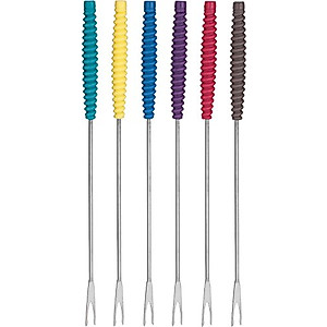 Trudeau Meat Forks with Silicone Handles Fondue Set, Standard, Multicolored