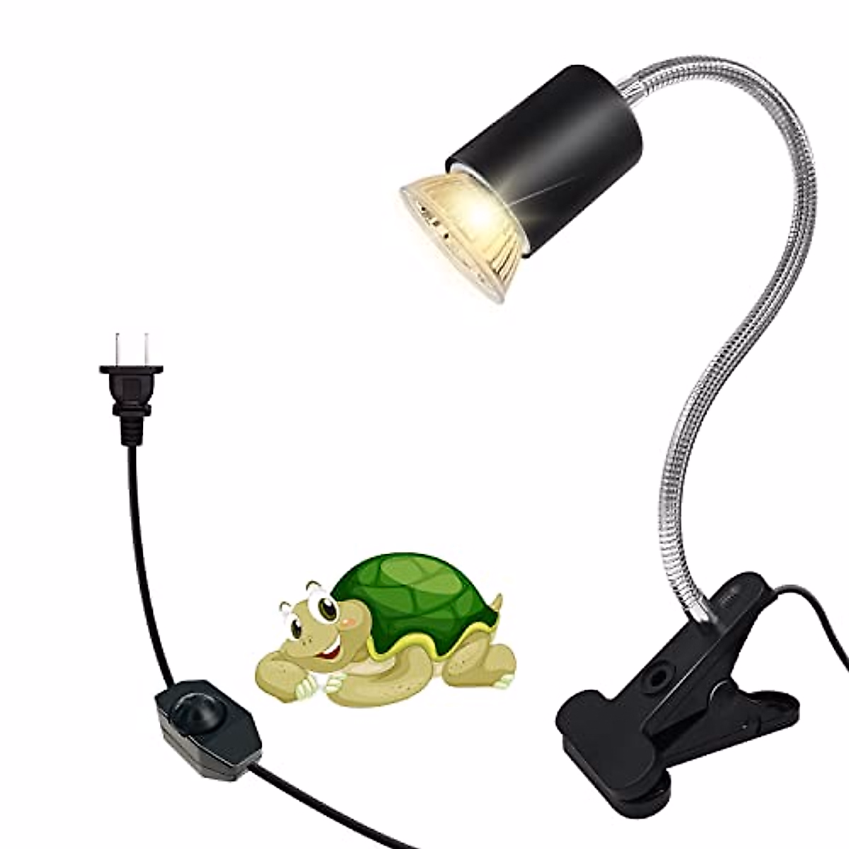 Pet Heating Light Lamp,Turtle Tank Light for Rreptiles,Flexible Clamp Lamp,Stand Heat Lamp,Adjustable Reptile Clamp Heat Lamp,with Clamp E27 Base 360° Hose Aquarium,for Reptiles Lizard Turtle,No Bulb