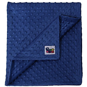 Reversible Unisex Children's Soft Baby Blanket Minky Dot (Navy/Navy)