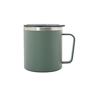 Innopack Insulated Coffee Mug with Handle, 13oz Stainless Steel Togo Coffee Travel Mug, Reusable and Durable Double Wall Coffee Cup, Powder Coated Green