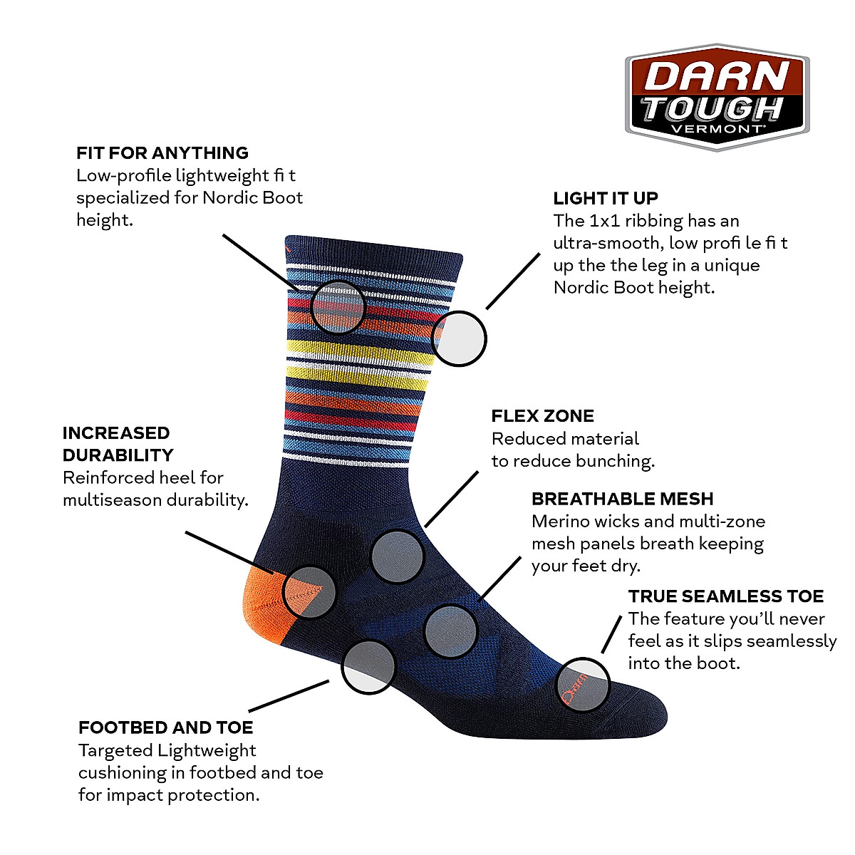 Darn Tough 8034-C-9018-04 Oslo Nordic Boot Lightweight with Cushion Eclipse Medium