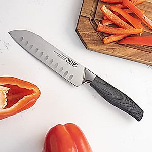 Viking Culinary German Steel Hollow Handle Cutlery Set, 6 Piece, Includes Protective Plastic Sleeve, All Essential Knife Types, Dishwasher Safe, Ash Wood Pattern Handles