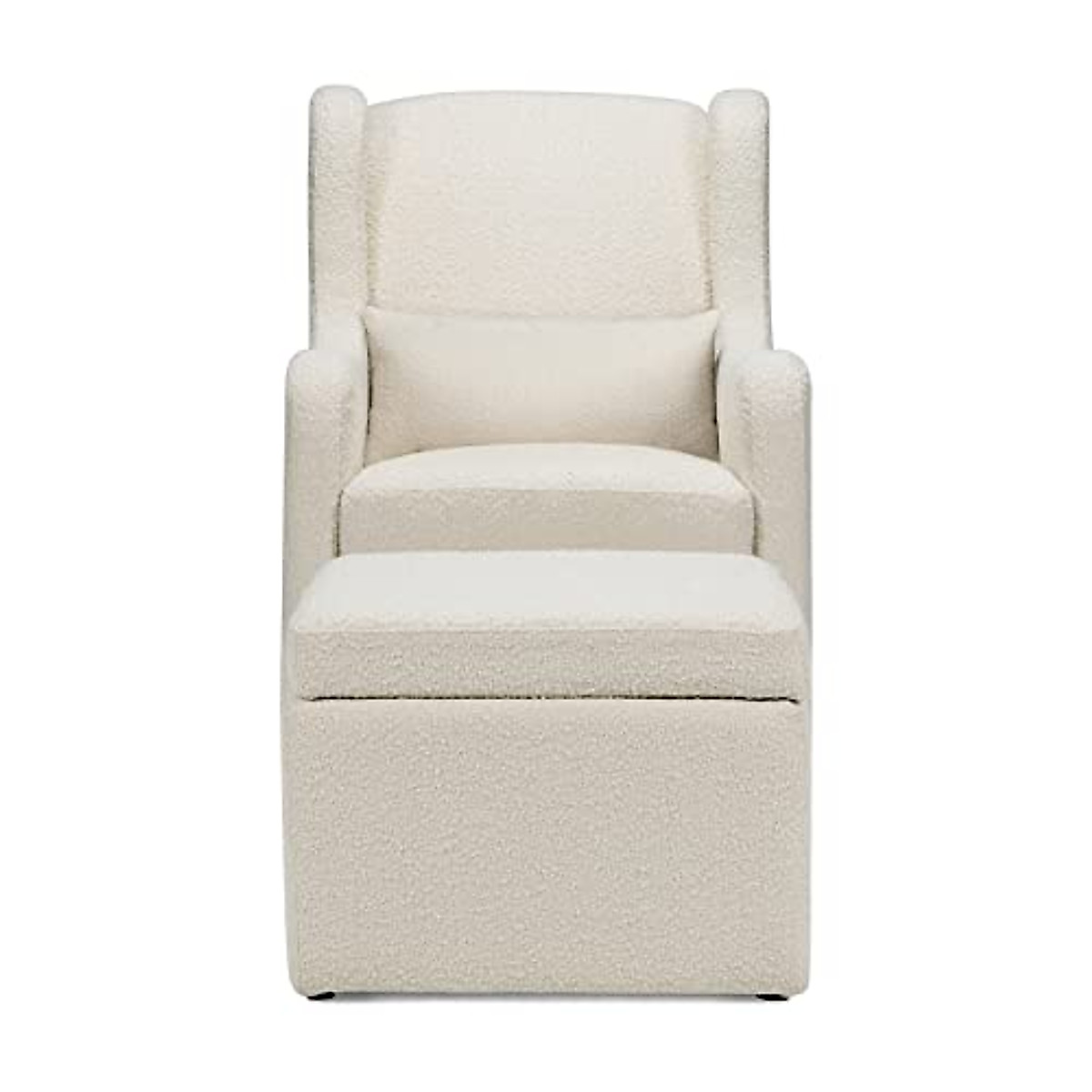 Carter's by DaVinci Adrian Swivel Glider with Storage Ottoman in Ivory Boucle, Greenguard Gold & CertiPUR-US Certified