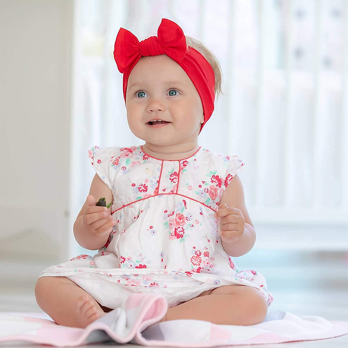 BABYGIZ Baby Girl Headbands-Infant,Toddler Cotton Handmade Hairbands with Bows Child Hair Accessories (Red)