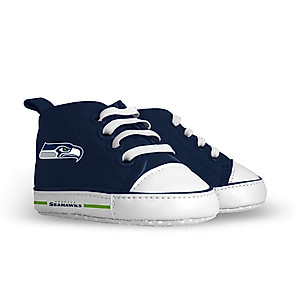 MasterPieces - NFL Baby Pre-Walkers Shoes, Officially Licensed Seattle Seahawks Football, High Top Sneakers, Soft Anti-Slip Soles, Boys and Girls, 0-6 Months Team Color