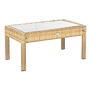 SAFAVIEH Outdoor Collection Bassey Natural/White Cushion 4-Piece Conversation Patio Set PAT7507D