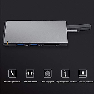 XUNMAIFHB Portable Docking Station,Type c hub 10-in-1 Docking Station HDMI+RJ45 Converter PD Charging, Gigabit Network, USB3.0 Transmission, HDMI4K HD, Card Reading Function Fast Transmission