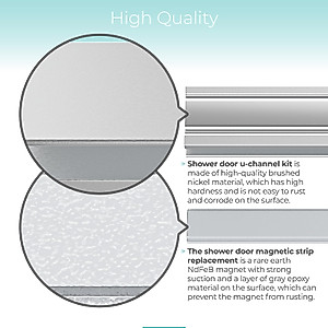 Shuisen Shower Door Magnet Latch Replacement, Shower Door U-Channel Magnet with Metal Strike, Fits Glass Shower Door Thickness 1/8", 5/32", 3/16" and 1/4", Shower Door Magnet Replacement Parts