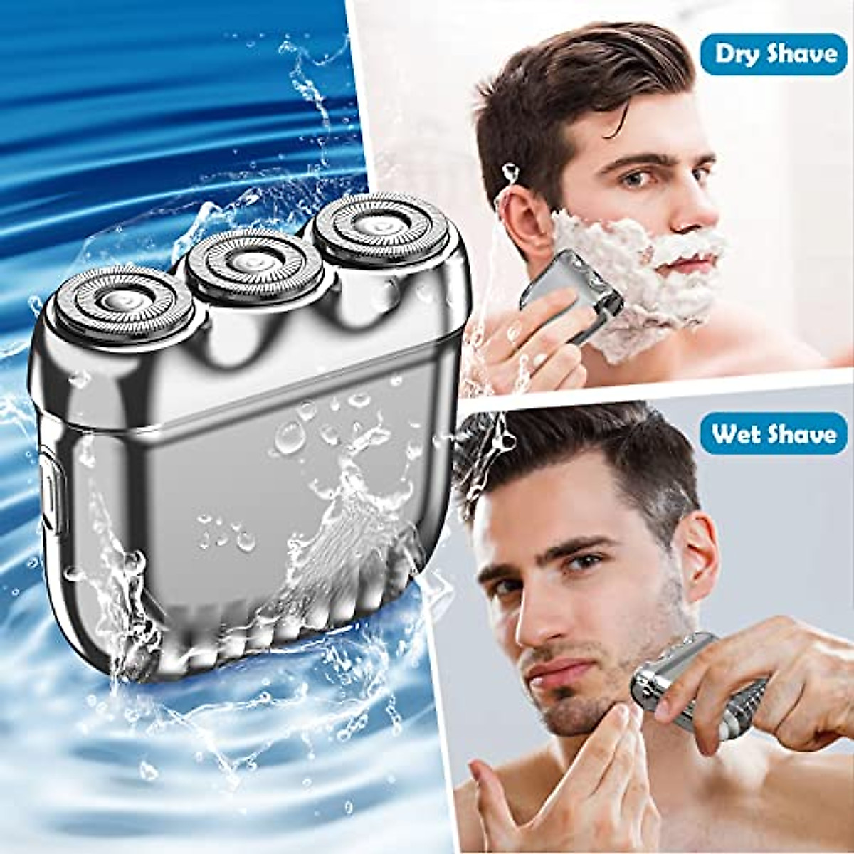 Mini Portable Travel Shaver for Men - Pocket Size Small USB Type C Electric Razor Wet & Dry, Face Washable Professional Shaving, Mens Rechargeable Cordless Waterproof Compact Shave