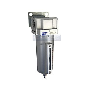 HEAVY DUTY INDUSTRIAL RATED HIGH FLOW PARTICULATE FILTER, IN-LINE WATER TRAP FOR COMPRESSED AIR LINE SYSTEMS, 5 MICRON WITH METAL BOWL (1/2" NPT, 5oz)