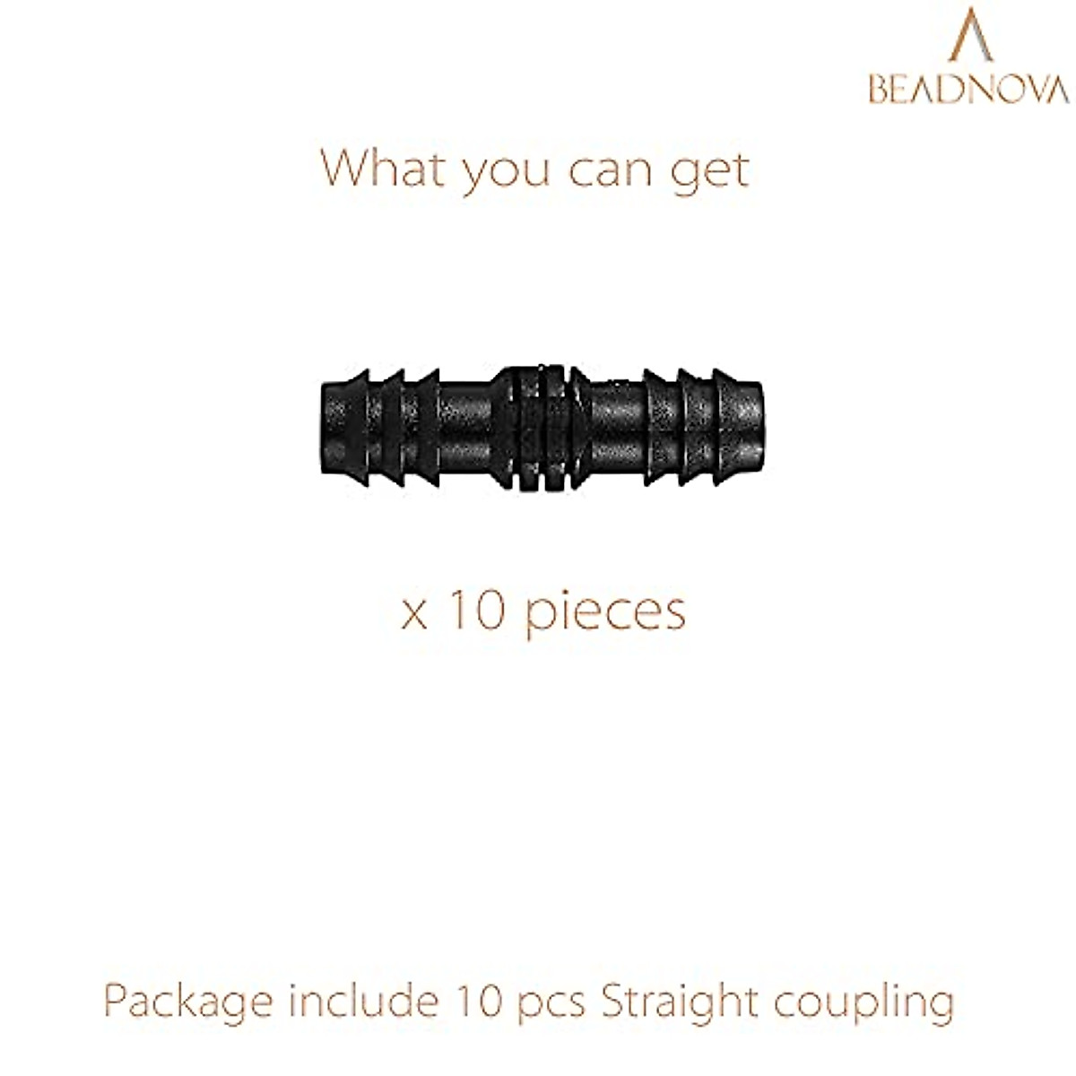 BEADNOVA Drip Irrigation Parts 10 Pcs 1/2 Inch Barbed Straight Couplings Drip Irrigation Fittings Drip Line Connectors for 1/2 Inch Irrigation Tubing Garden Watering System (10pcs)