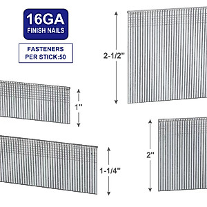 HW HAMWOO 16 Gauge by 1 to 2-1/2 in Multi-Pack Finish Nails,1200-Pack Including 1"- 300;1-1/4"- 300; 2"- 300; 2-1/2"- 300,Suitable for Most Brand of 16 Gauge Pneumatic and Electric Brad Nailer