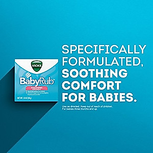 Vicks BabyRub, Non-Medicated Soothing Chest Rub Ointment with Eucalyptus, Rosemary, and Lavender to Soothe, Calm, and Relax Baby, For Babies Ages 3 Months, + 1.76 OZ