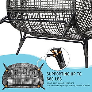 RADIATA Double Egg Chair with Ottomans Outdoor Wicker Patio Egg Chairs with Footrests for Indoor Bedroom Outside Porch Deck Backyard Garden