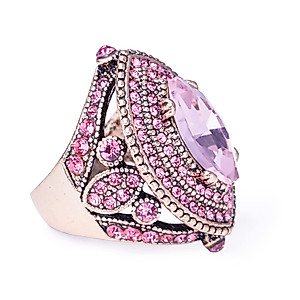 CKHAO Women Ring - 32mm Turkish Style Pink Gemstone Vintage Ring Women Jewelry J0769PINK (7)