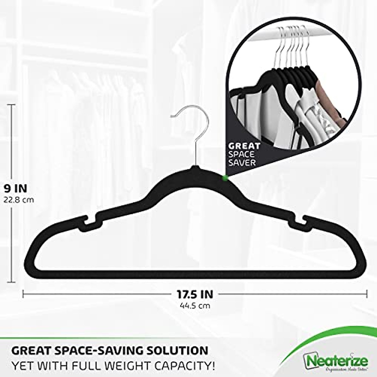 Velvet Hangers 60 Pack Black – Heavy Duty Velvet Clothes Hangers - Non Slip Felt Coat and Suit Hangers for Closet - Lightweight Thin Space Saving Ganchos para Colgar Ropa
