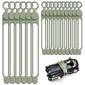 Nearockle Silicone Cable Ties Cord Organizer for Cable Management, 16PCS 4.2" and 7.1" Reusable Cable Organizer Electronic Accessories for Home, Office, Kitchen, School, Travel (Green)