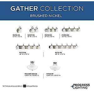 Gather Collection 5-Light Etched Glass Traditional Bath Vanity Light Brushed Nickel