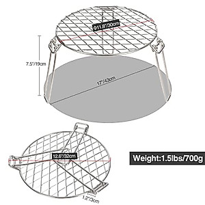 REDCAMP Stainless Campfire Grill Steel Grate, Portable Over Fire Camp Grill for Outdoor Open Flame Cooking BBQ with Carry Bag
